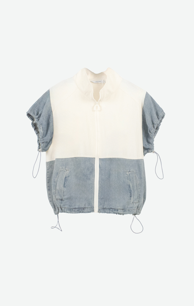 maple - 拼色短袖工裝外套 - 875519