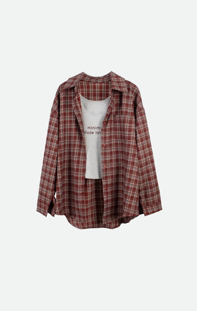 maple - 格子襯衫上衣套裝 - 877007